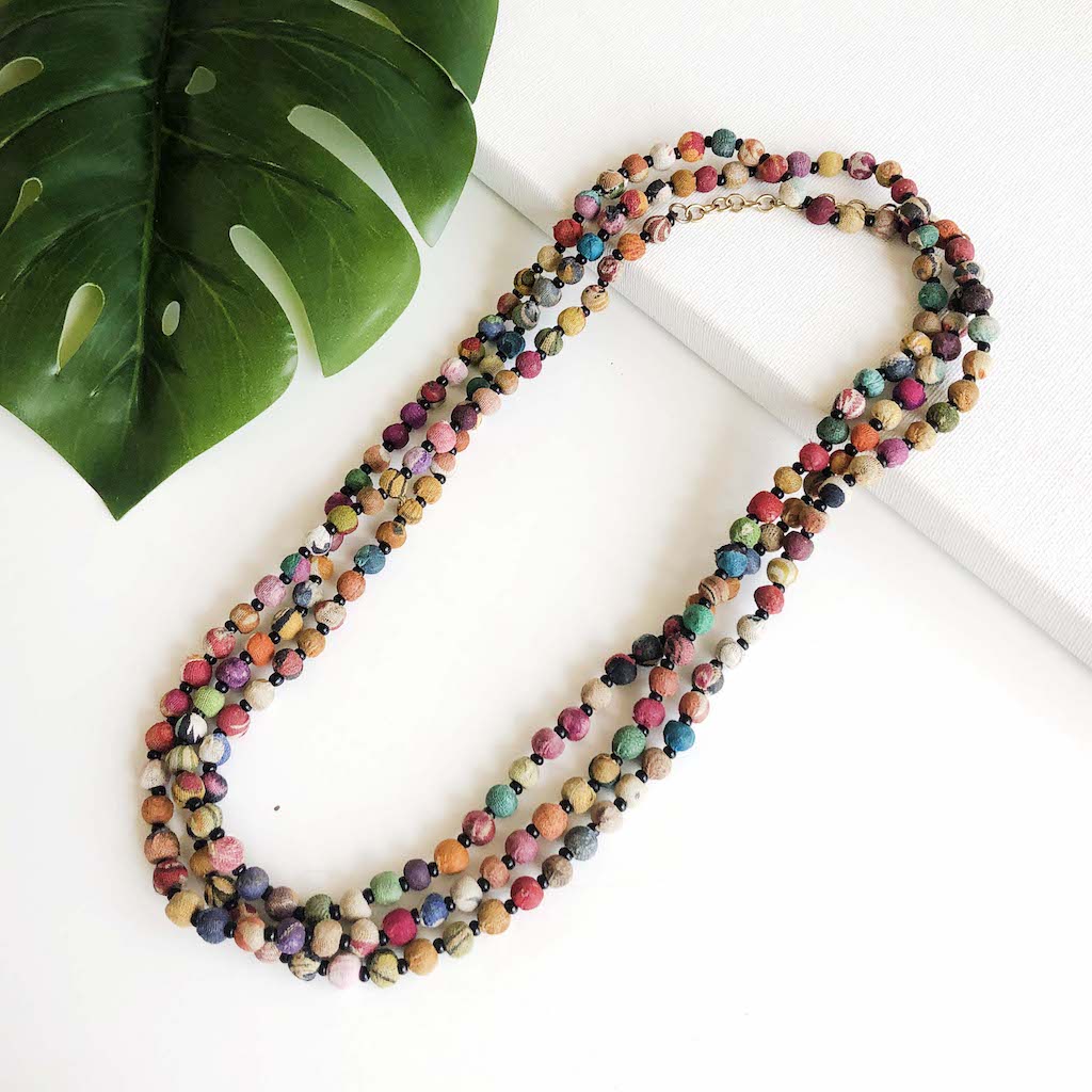 Kantha Bead Long Necklace – Zia Stella